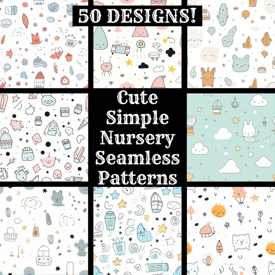 Cute Simple Nursery Seamless Digital Paper, Printable Scrapbook Paper ...