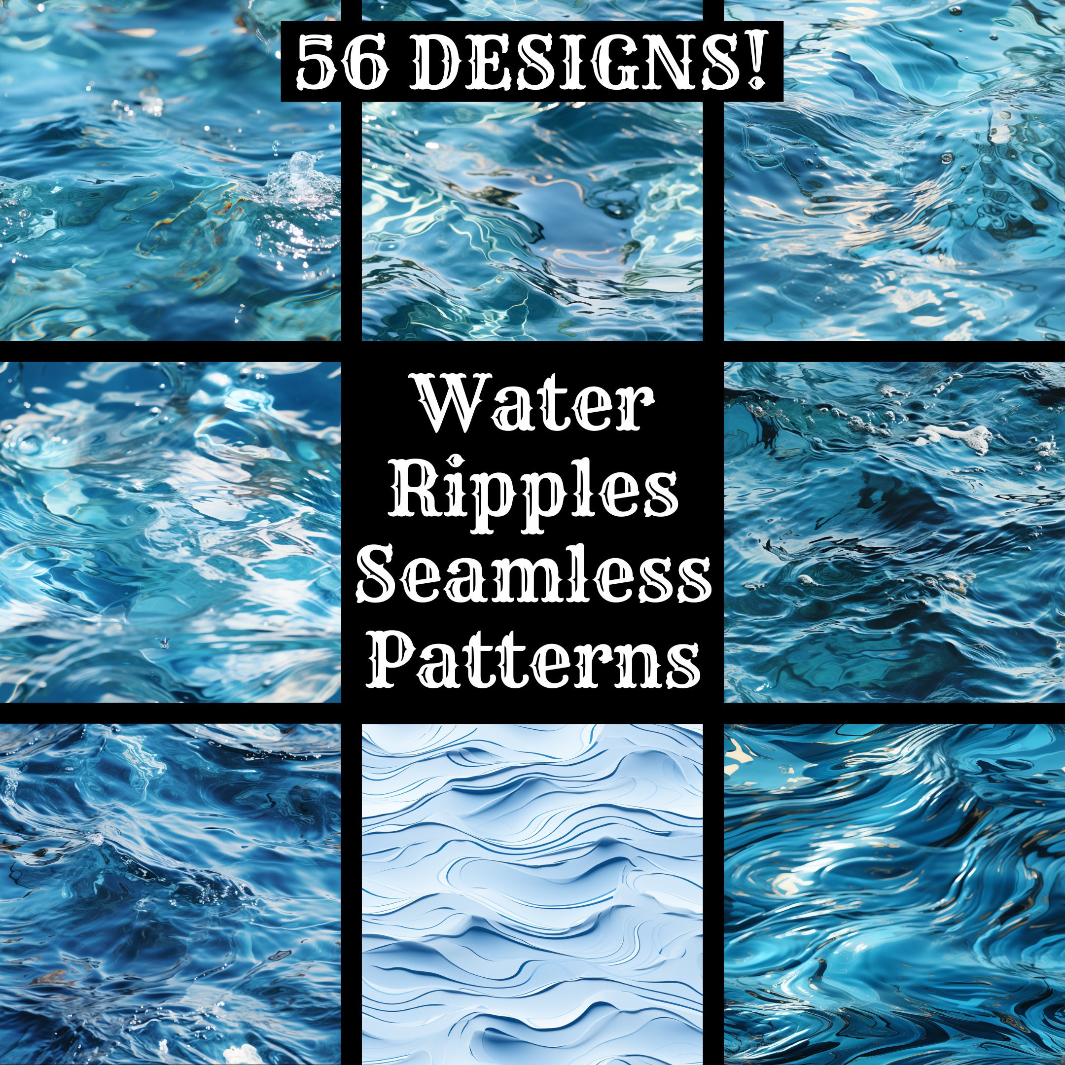 Water Ripples Seamless Digital Paper, Printable Scrapbook Paper ...