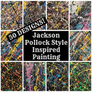 Jackson Pollock Style Digital Paper: 50 PNG Designs (8.5x11 In ...