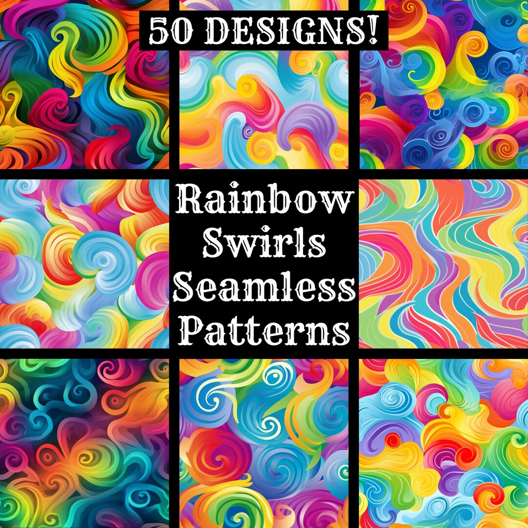 Rainbow Swirls Seamless Digital Paper, Printable Scrapbook Paper ...