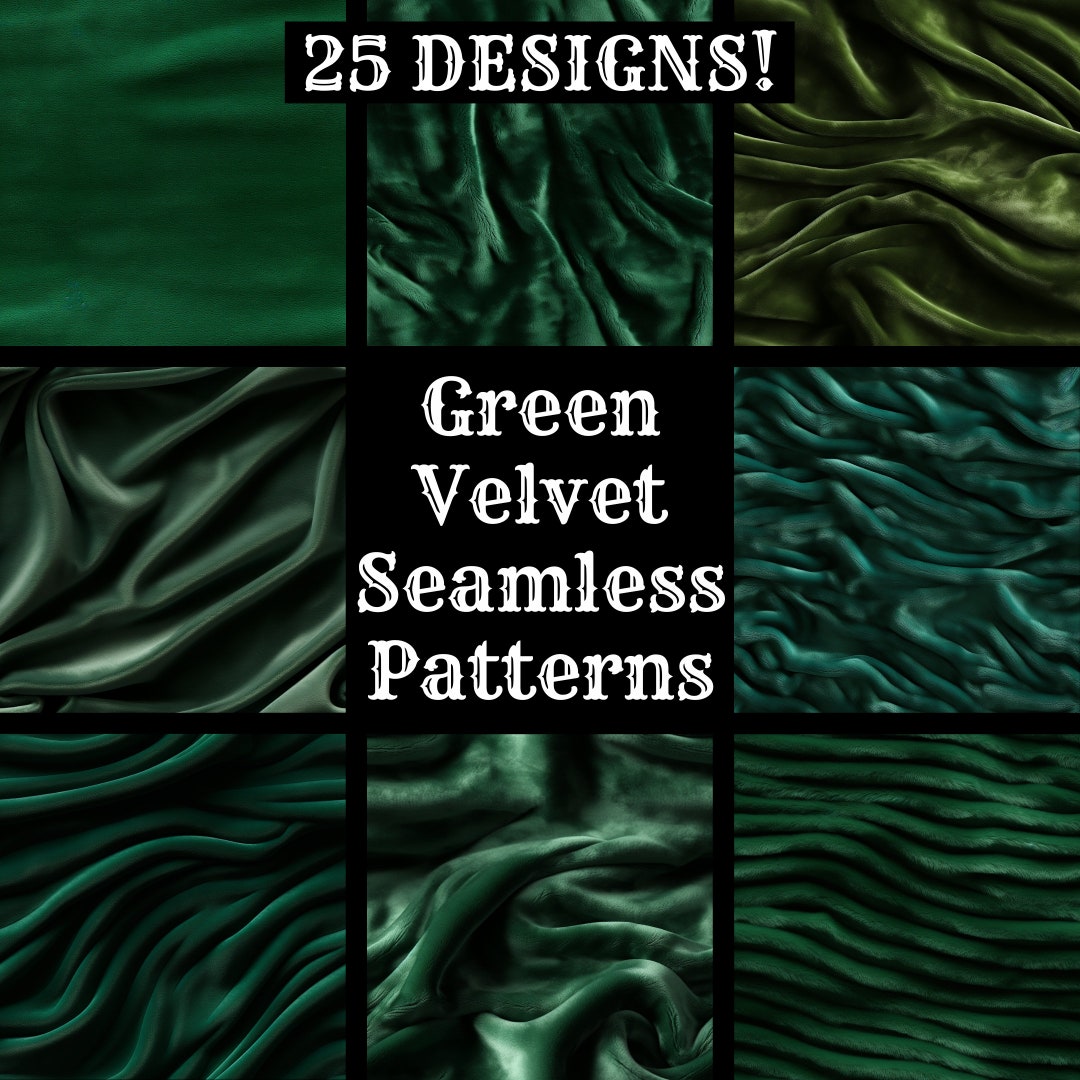 Green Velvet Seamless Textures: Digital Scrapbook Paper (PNG, 300 Dpi ...