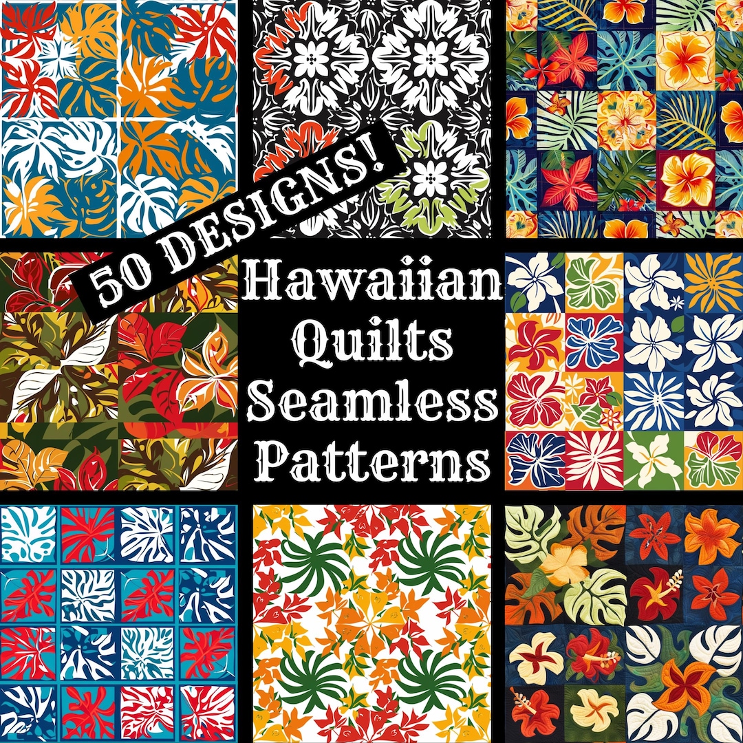 Hawaiian Quilts Seamless Digital Paper, Hawaiian Quilts Printable ...
