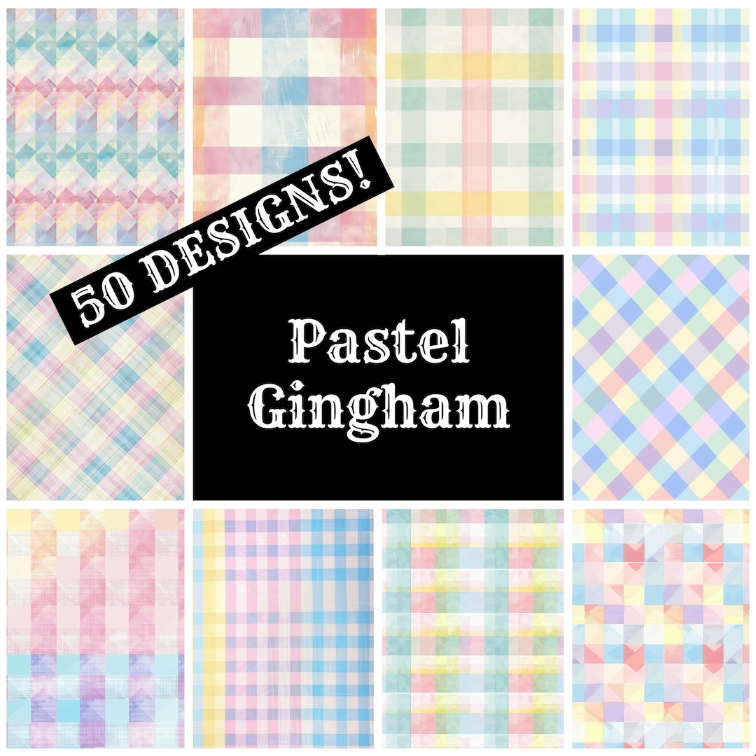 Pastel Gingham Digital Paper: Vintage Journaling (PNG, 8.5x11 In ...