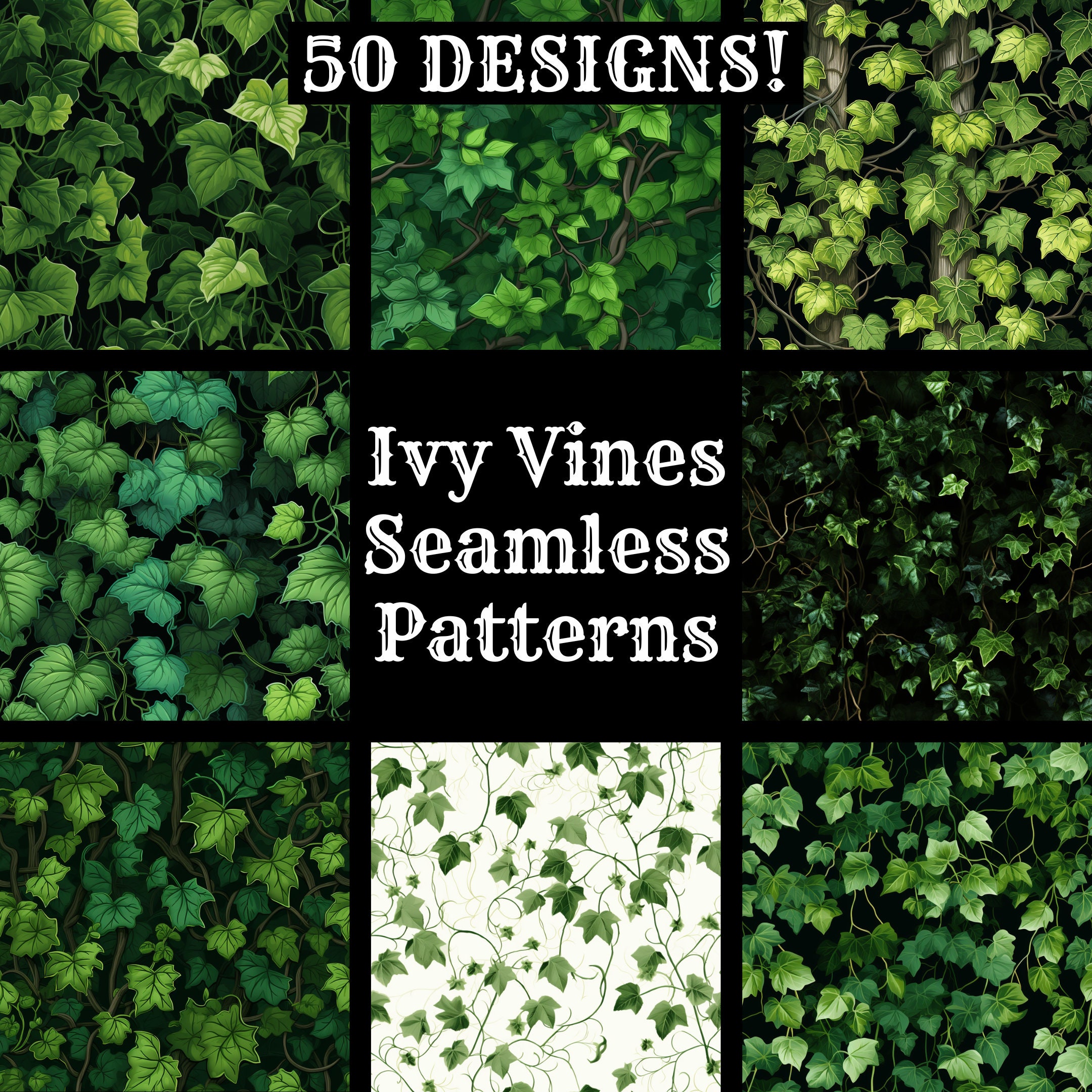 Ivy Vines Seamless Digital Paper, Printable Scrapbook Paper Seamless ...