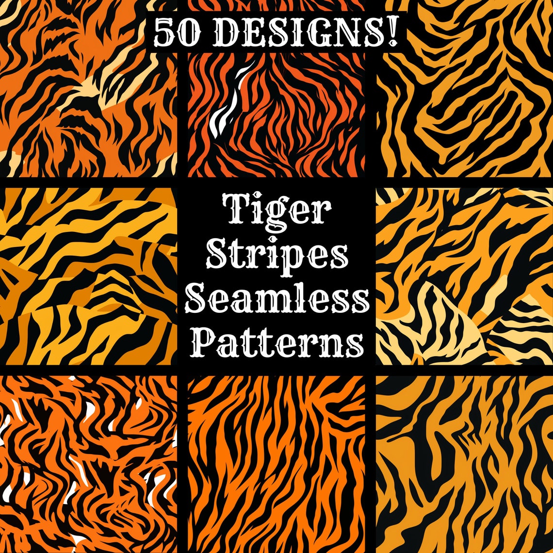 Tiger Stripes Seamless Digital Paper, Printable Scrapbook Paper ...