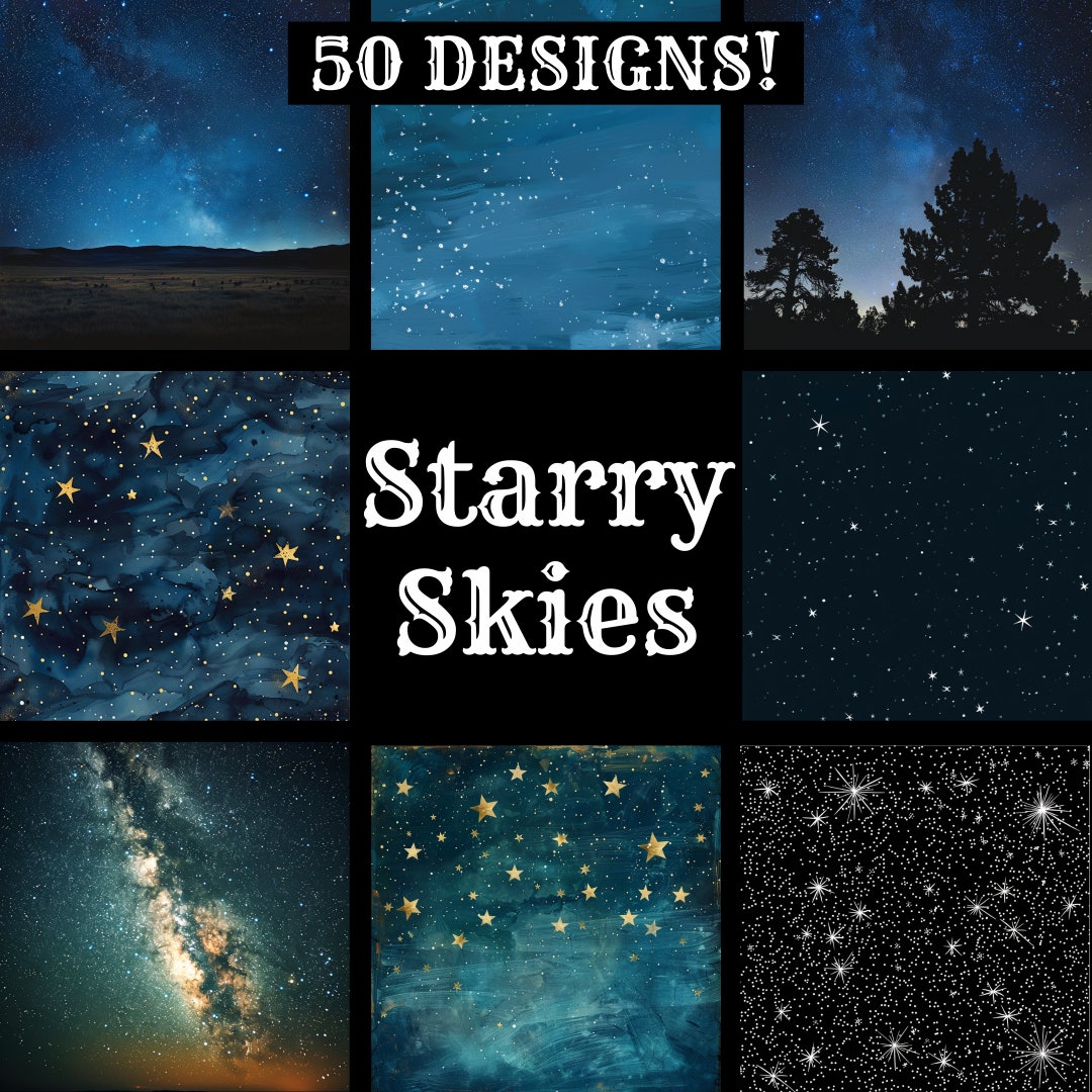 Starry Skies Digital Paper: High-resolution Scrapbook (digital Download ...