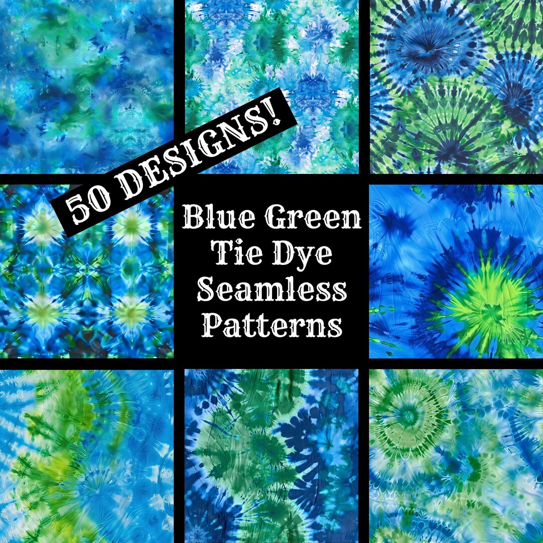 Blue Green Tie Dye Seamless Digital Paper, Blue Green Tie Dye Printable ...