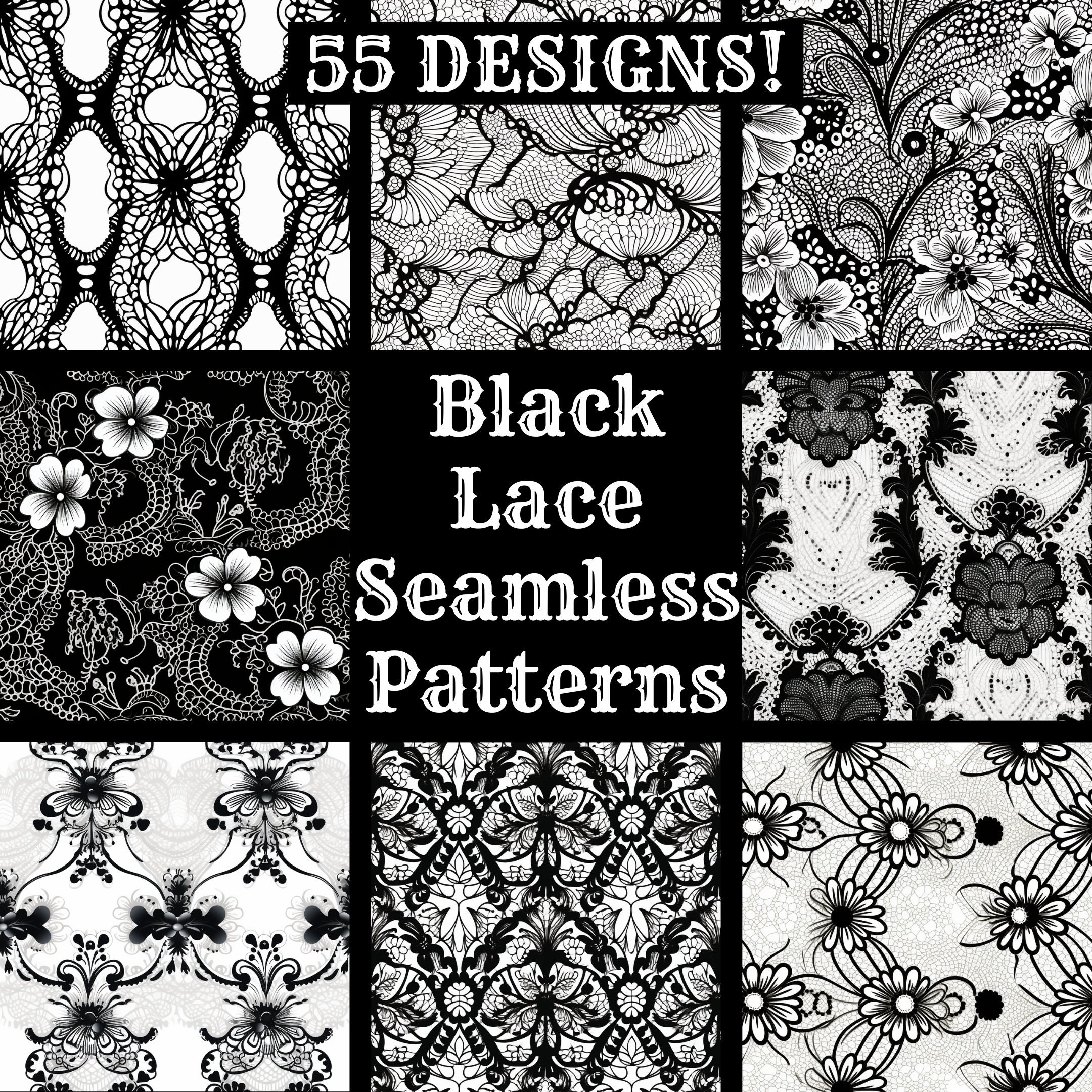 Black Lace Seamless Digital Paper, Printable Scrapbook Paper Seamless ...