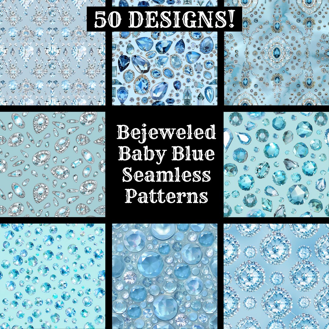 Bejeweled Baby Blue Seamless Pattern: Scrapbook Paper (digital Download ...