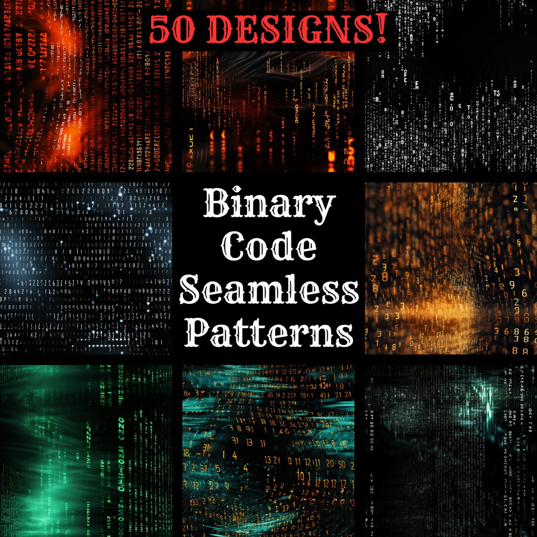 Binary Code Seamless Digital Paper, Printable Scrapbook Paper Seamless ...
