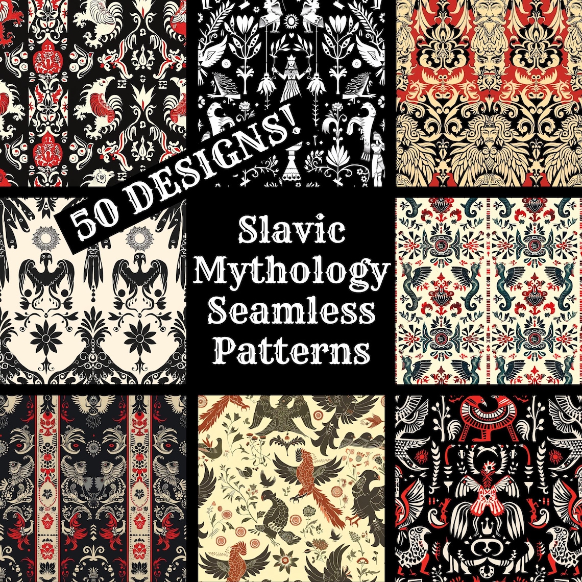 Slavic Mythology Seamless Patterns: Printable Digital Paper (PNG) - Etsy