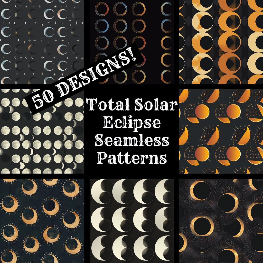 Total Solar Eclipse Seamless Digital Paper, Printable Scrapbook Paper ...
