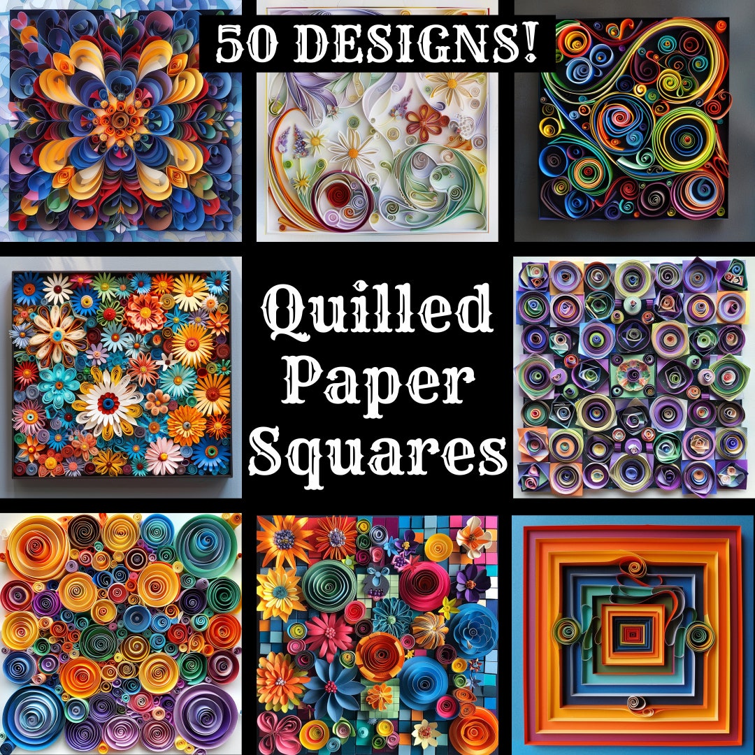 Quilled Paper Squares: High Resolution Digital Paper (PNG) - Etsy