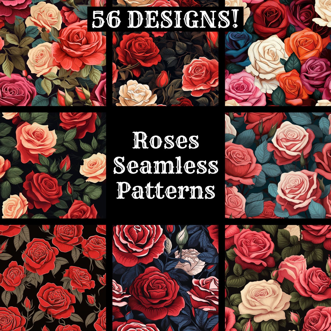 Rose Seamless Pattern: Printable Floral Scrapbook Paper (digital ...