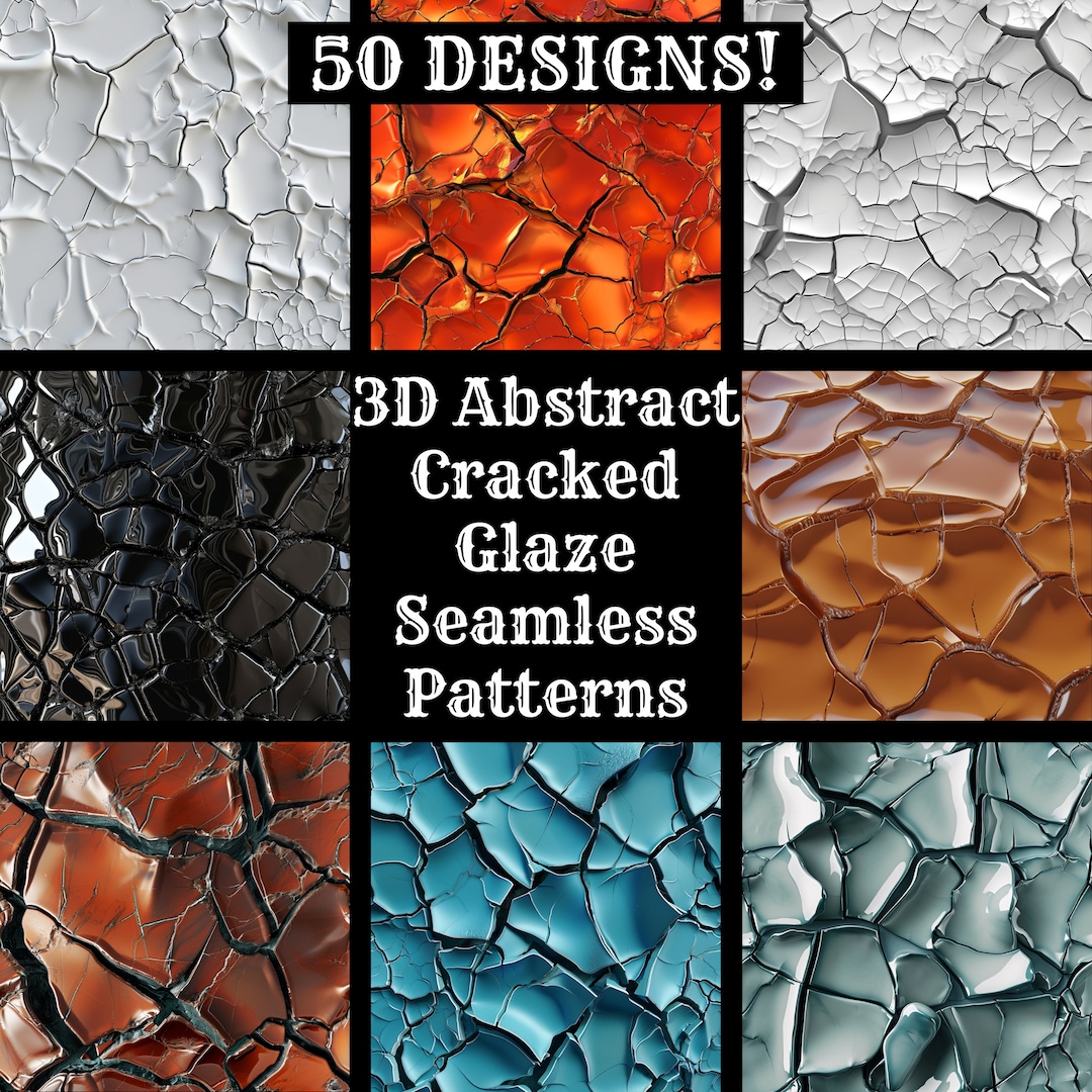 3D Cracked Glaze Seamless Textures: Abstract Digital Paper (PNG) - Etsy UK