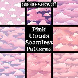 Pink Clouds Seamless Digital Paper, Printable Scrapbook Paper Seamless ...