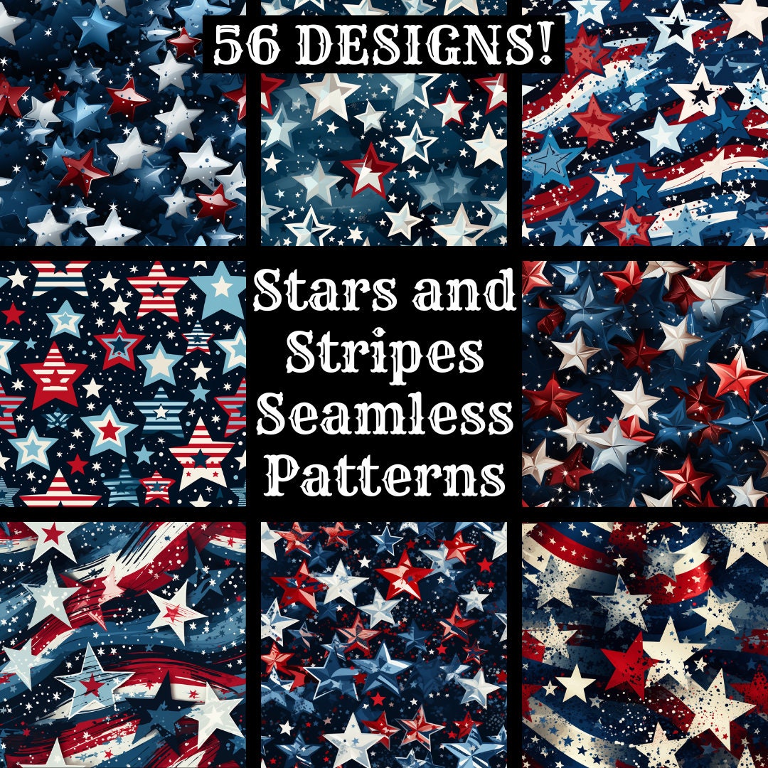 Stars and Stripes Seamless Digital Paper, Printable Scrapbook Paper ...
