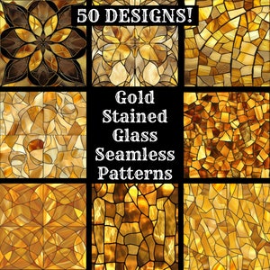 Gold Stained Glass Seamless Digital Paper, Printable Scrapbook Paper ...