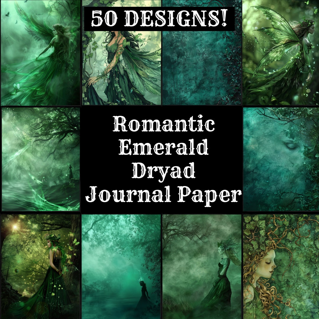 Emerald Dryad Journal Paper: Romantic Vintage Scrapbook (digital ...