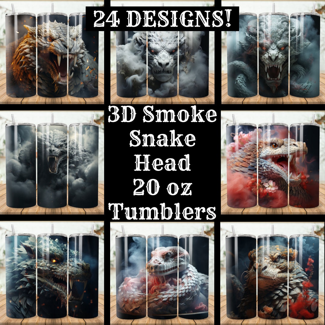 3D Smoke Snake Head Tumbler Wrap Bundle 24 Pack 20 Oz Skinny Tumbler ...
