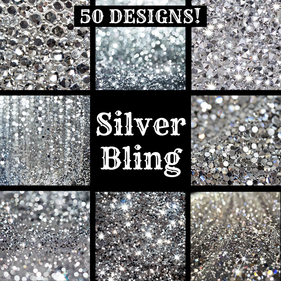 Silver Bling Paper, Silver Bling Printable Paper, Vintage Silver Bling ...
