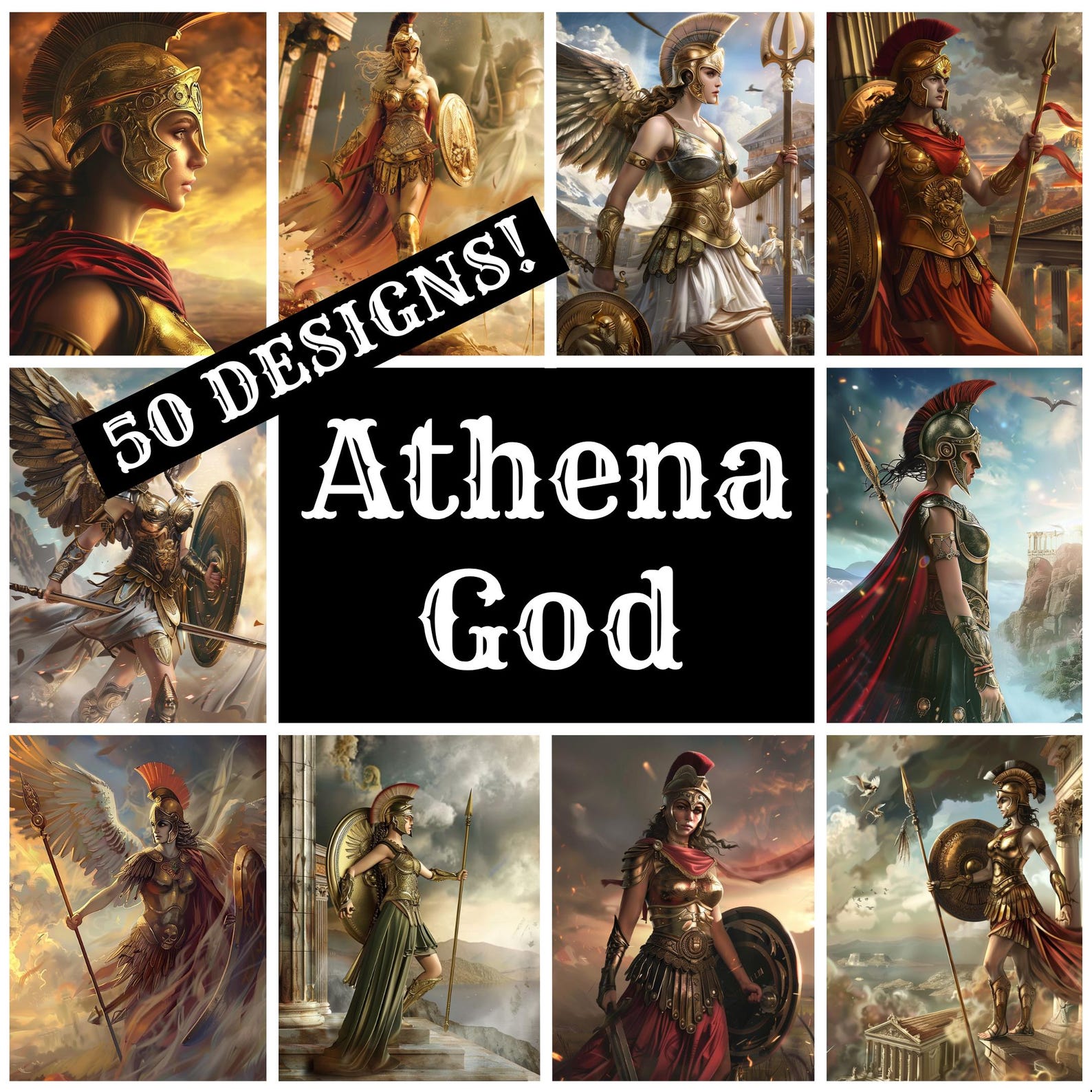 Athena God Digital Paper: Vintage Journal Inserts (PNG, 8.5x11 In ...