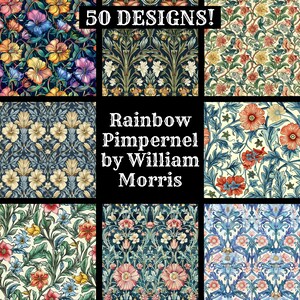 Rainbow Pimpernel by William Morris Seamless Digital Paper, Printable ...
