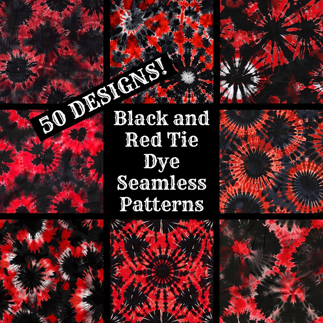 Black and Red Tie Dye Seamless Pattern: Digital Paper (PNG) - Etsy