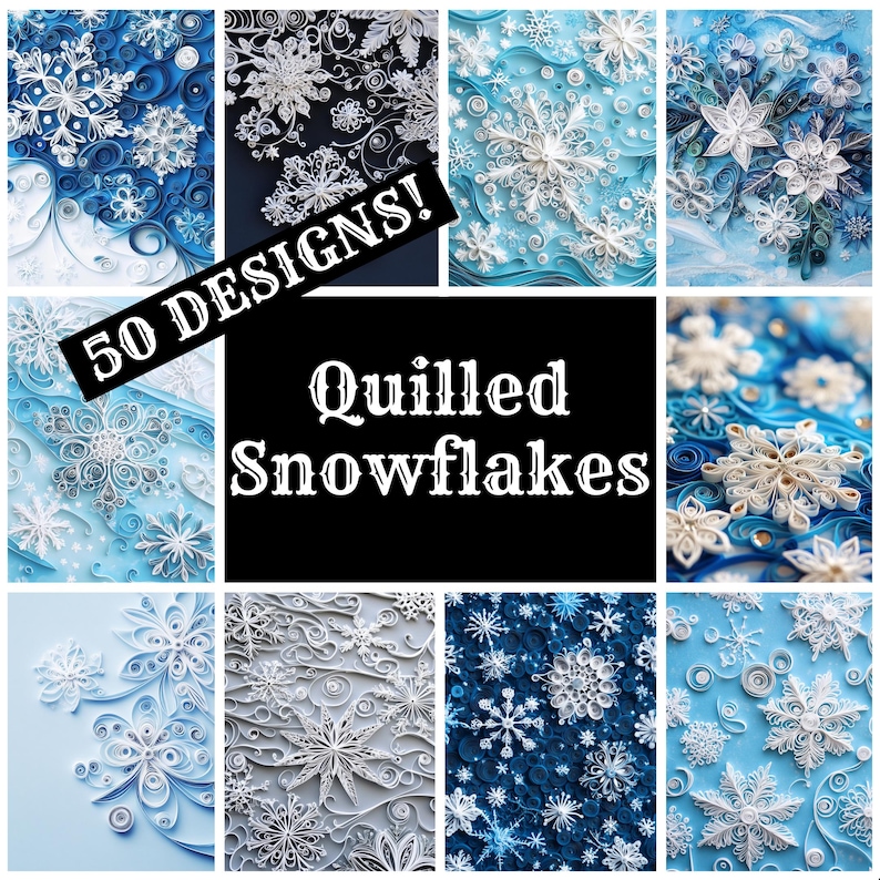 Quilled Snowflakes Digital Paper: Scrapbook Journal Inserts (PNG) - Etsy