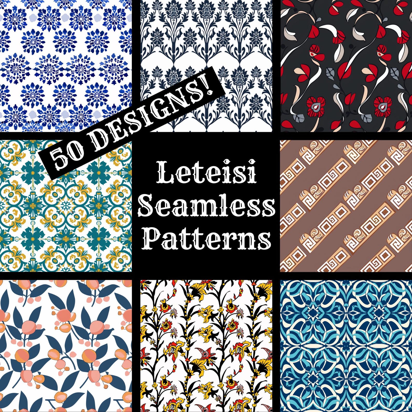 Leteisi Seamless Digital Paper, Leteisi Printable Scrapbook Paper ...
