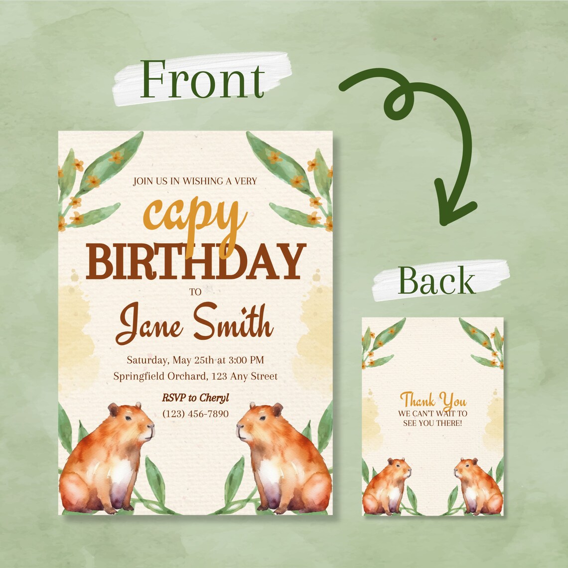 Capybara Birthday Invitation | Printable Birthday Invite, Capybara ...