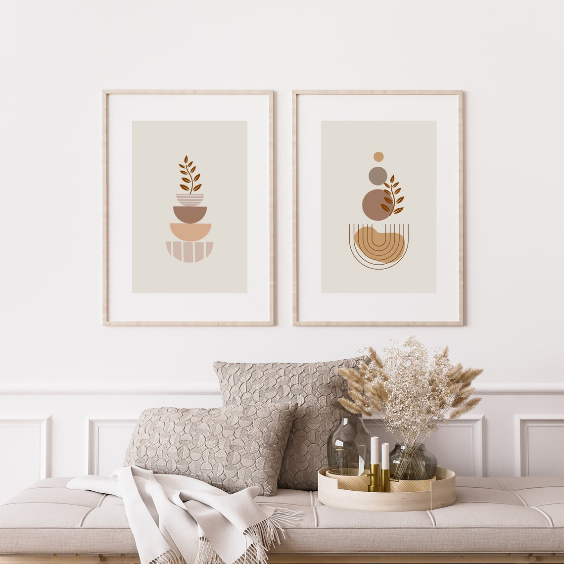 Aesthetic Bohemian Abstract Print Set Neutral Geometric - Etsy