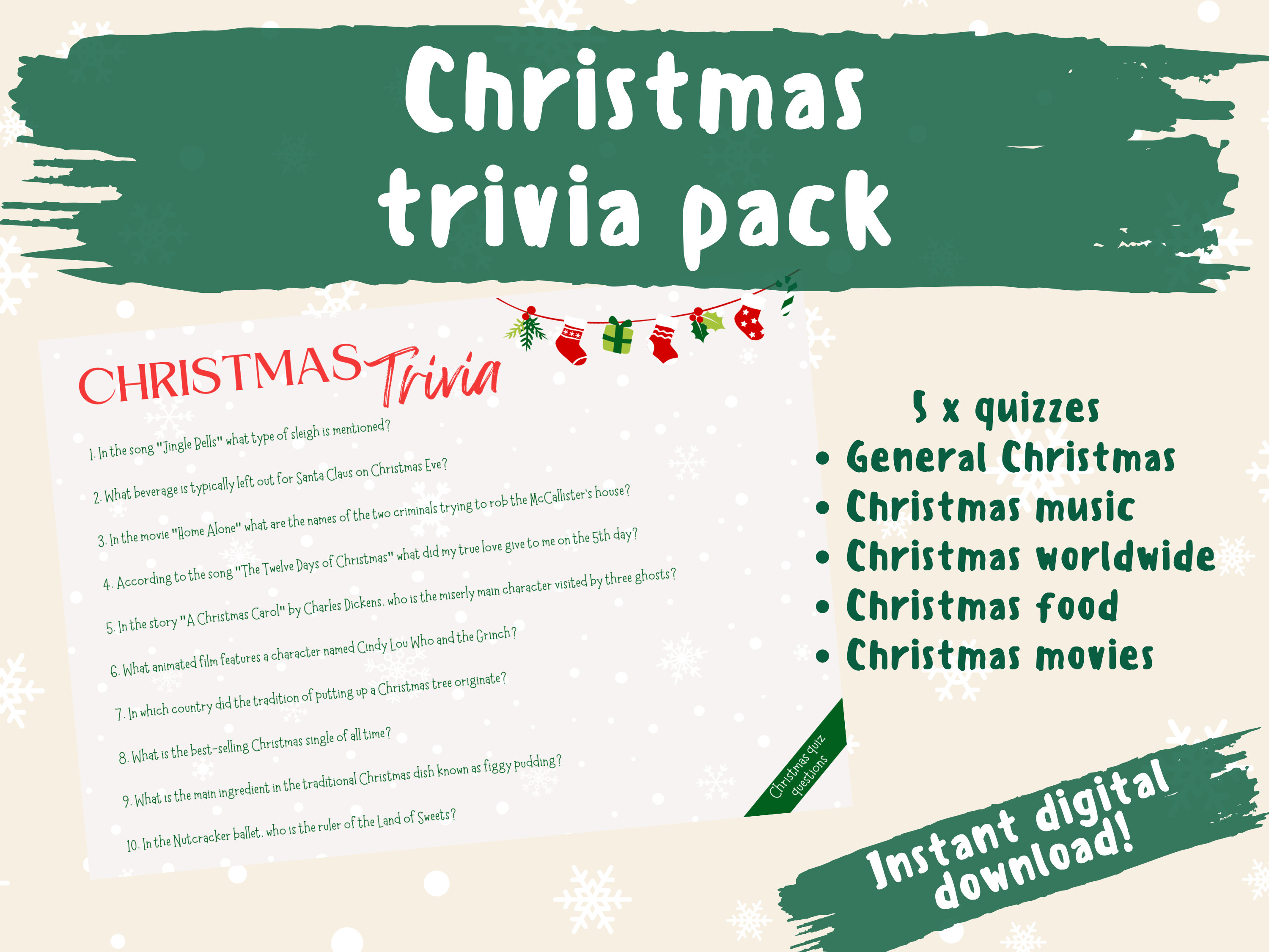 Printable Christmas Trivia Pack Christmas Movie Trivia Christmas Music ...
