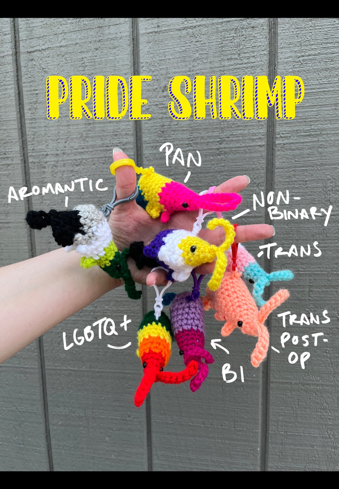 LGBTQ Shrimp Pride Amigurumi Crochet Keychains - Etsy