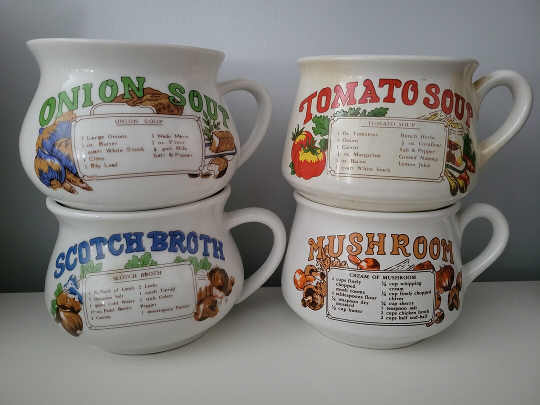 Vintage Soup Recipe Mugs Etsy Vintage Soup Recipe Mugs Etsy