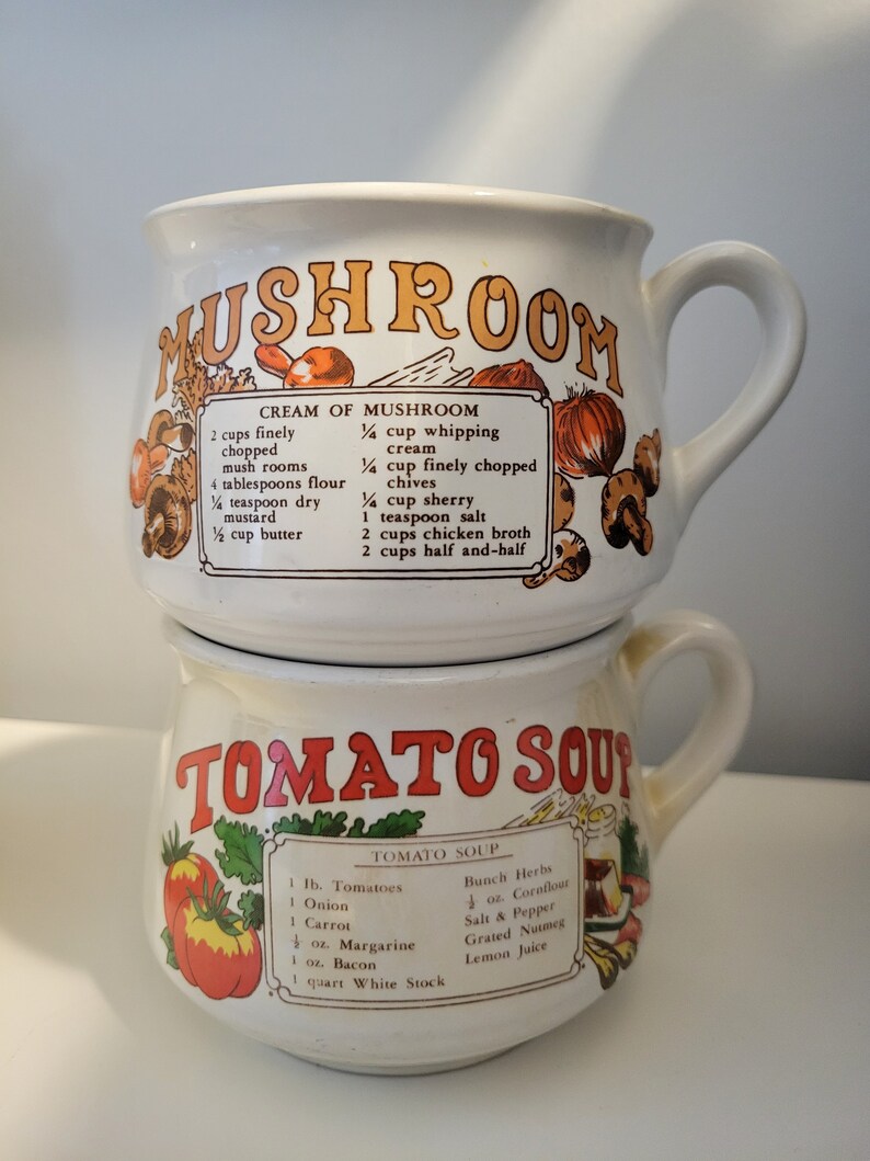 Vintage Soup Recipe Mugs Etsy Vintage Soup Recipe Mugs Etsy