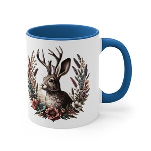 Vintage Style Jackalope Rabbit With Antlers and Floral Wreath ...
