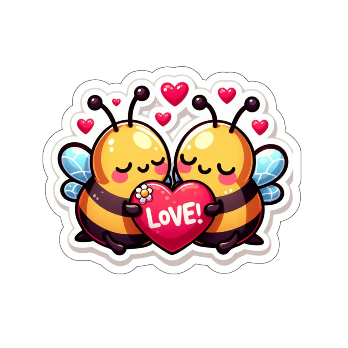 Cute Bee Valentine Sticker, Honeybee Valentine Sticker, Adorable Bee ...