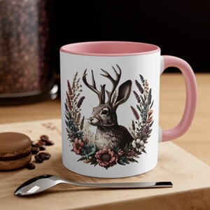 Vintage Style Jackalope Rabbit With Antlers and Floral Wreath ...