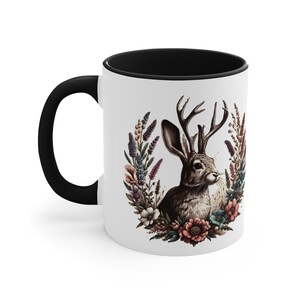 Vintage Style Jackalope Rabbit With Antlers and Floral Wreath ...