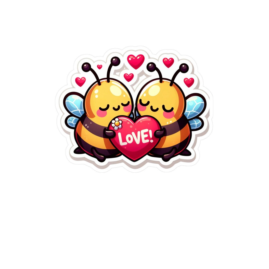 Honeybees Kiss Valentine, Bee Mine Valentine Cute Bees and Hearts ...