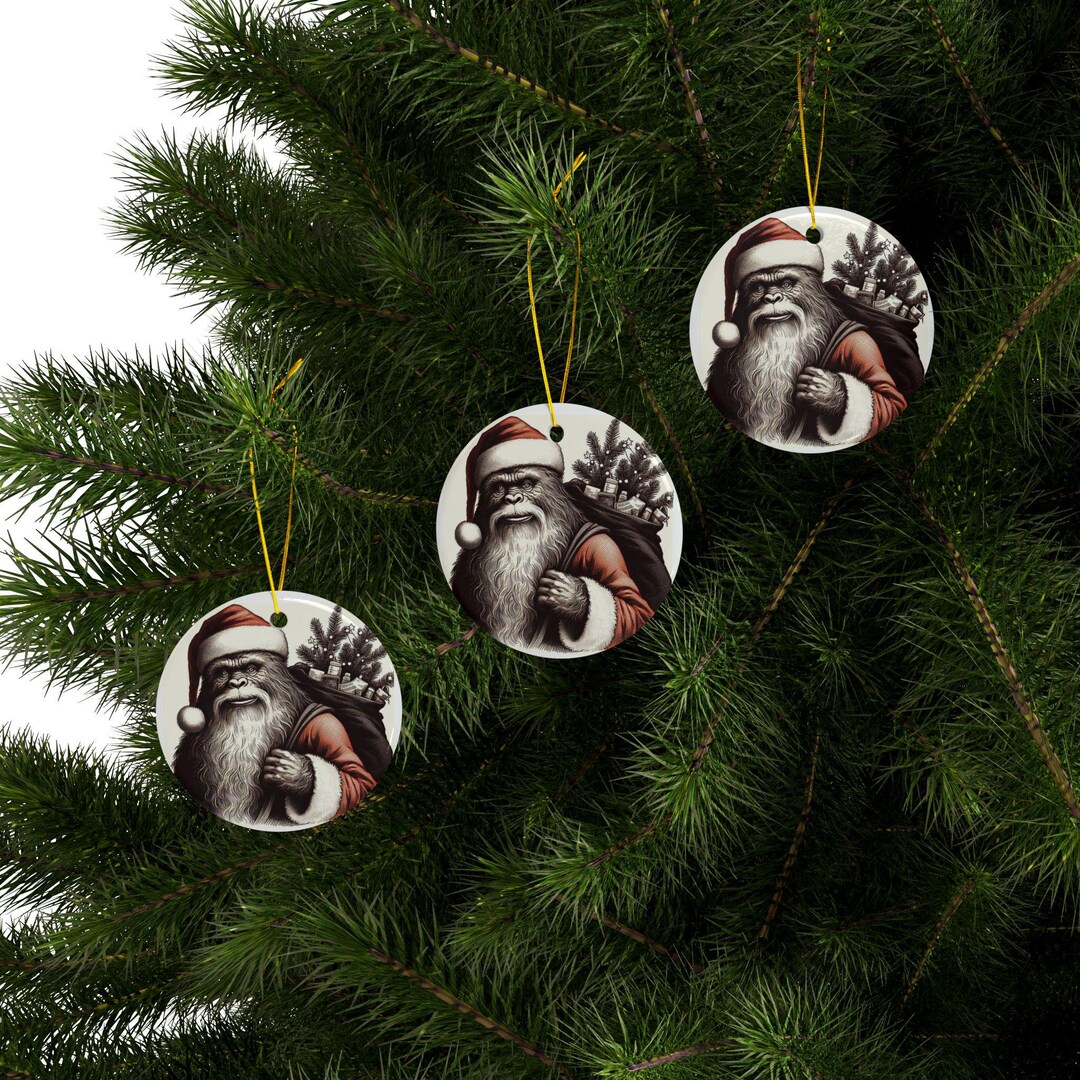 Sasquatch Santa, Bigfoot Christmas Ceramic Ornaments, 2-side Print ...