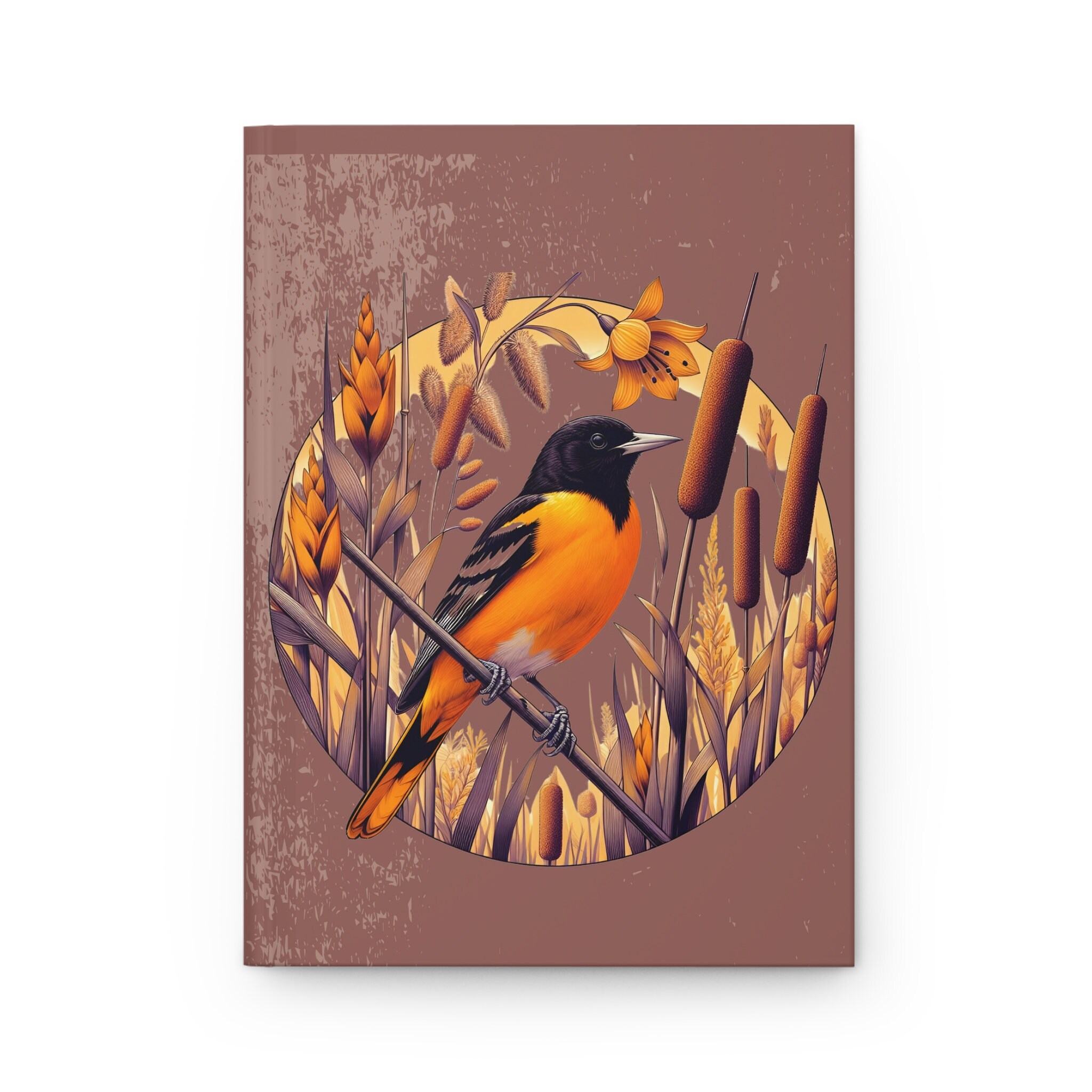 Baltimore Oriole Cattails Flowers Notebook Black Orange Bird Tulles ...