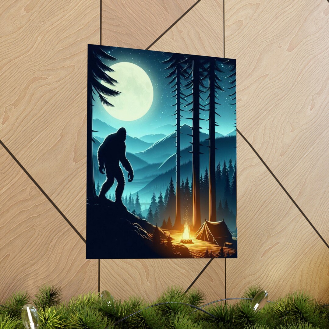 Sasquatch Sillouette in the Moonlight Matte Vertical Poster Bigfoot ...
