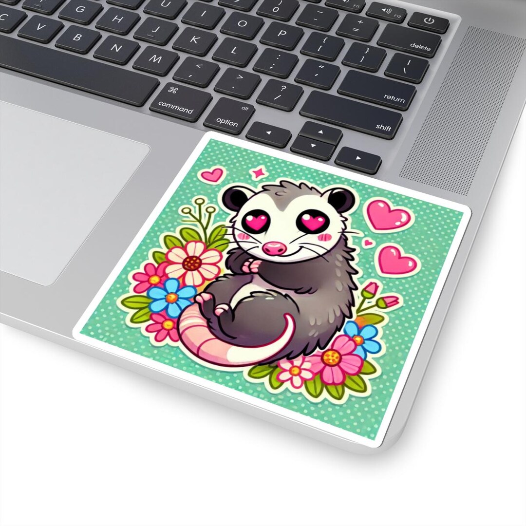 Cute Loveable Opossum in Wildflowers Brightly Colored Monkey Rat Vinyl ...