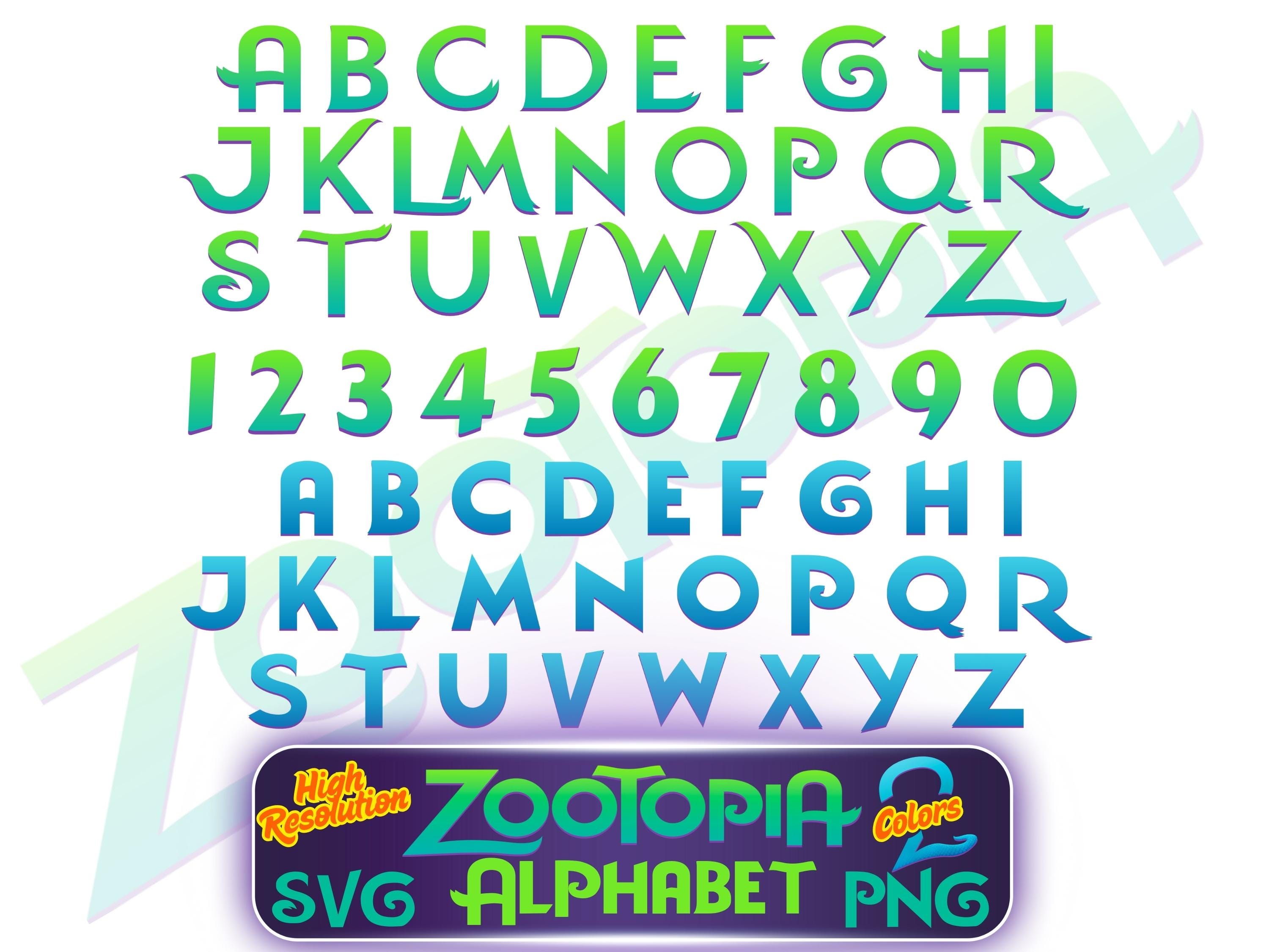 Zootopia Alpahbet Font Cliparts Bundle, Zootopia SVG Font Letters ...