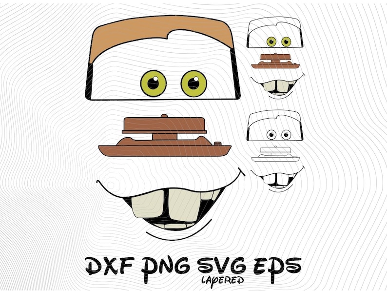 Tow Mater Face SVG Png Dxf Eps Clipart Logo, Cars SVG Cartoon Clipart ...