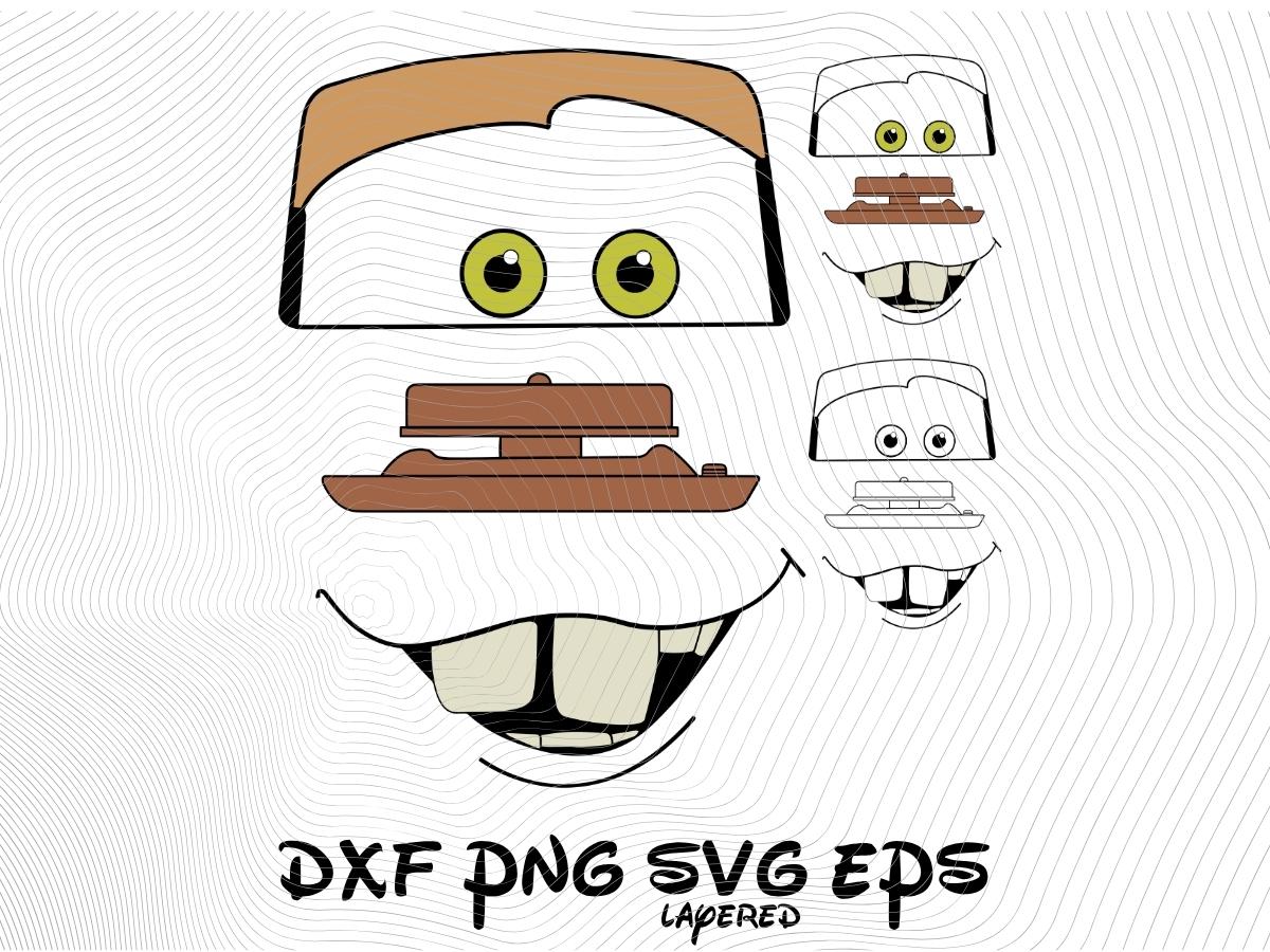 Tow Mater Face SVG Png Dxf Eps Clipart Logo, Cars SVG Cartoon Clipart ...