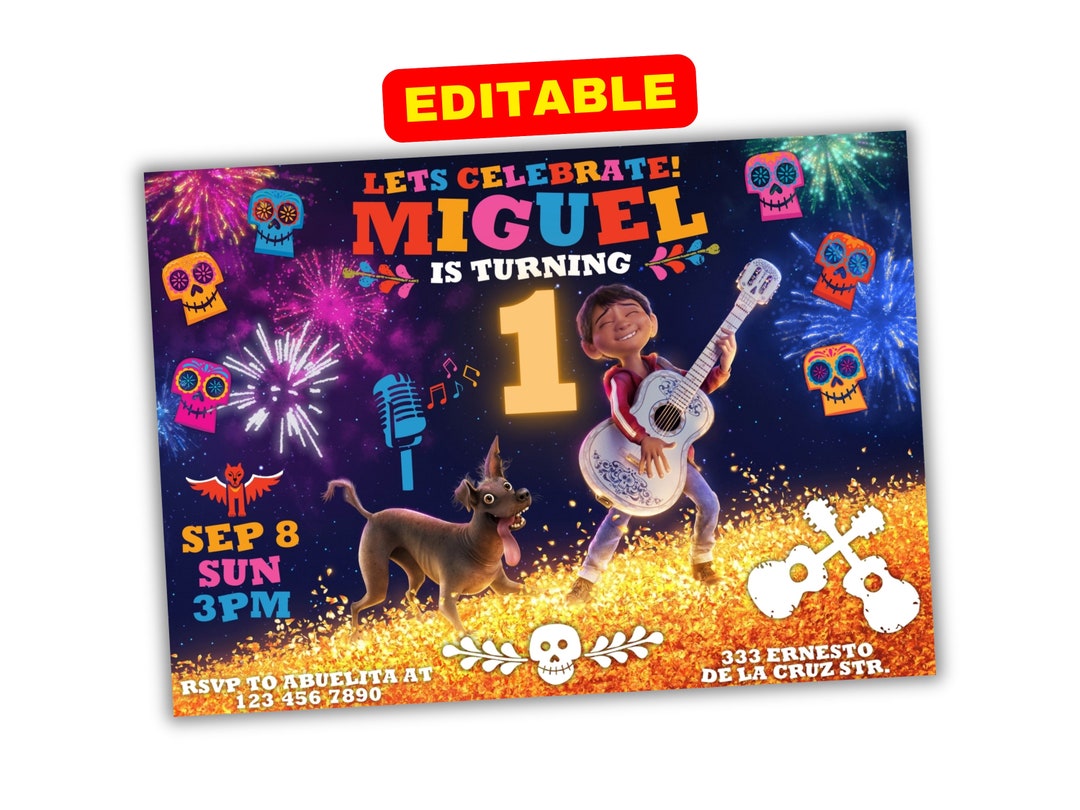 Editable Personalized Custom COCO Birthday Invitation Template, Coco ...