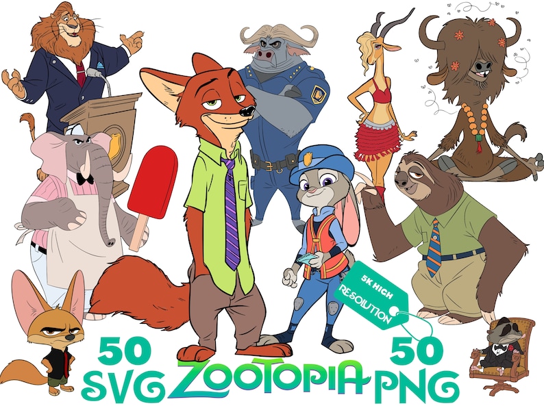Zootopia SVG Png Cliparts Bundle Zootopia SVG Cartoon - Etsy